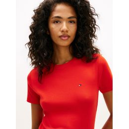Tommy Hilfiger Damen T-Shirt "SLIM CODY C-NK"fireworks, Gr. XS, unifarben, Jersey, Obermaterial: 100% Baumwolle, Shirts, Baumwolle, slim fit