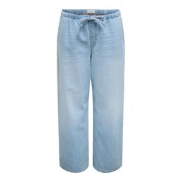 Relax-fit-Jeans Only CARMAKOMA "CARJAY PULL UP STRING DNM PANT PIM", Damen, Gr. 44, L&auml;nge 32, light blau denim, Denim/Jeans, Obermaterial: 100% Baumwolle, unifarben, relaxed fit kn&ouml;chellang, Jeans