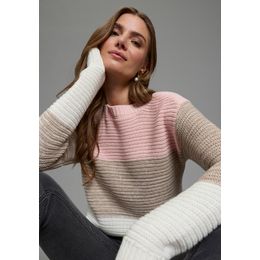Laura Scott Damen Streifenpullover, rosa, Gr. 48, gestreift, Grobstrick, Obermaterial: 50% Baumwolle, 50% Polyacryl, Pullover, leichter