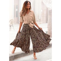 Lascana Damen Hosenrock "mit extra weitem Bein", braun, Gr. 44, bedruckt, Web, Obermaterial: 100% Polyester, R&ouml;cke, Culotte, extra weites Bein,