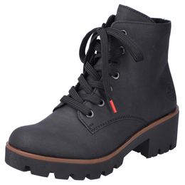 Rieker Damen Schn&uuml;rstiefelette, Gr. 40, schwarz, Lederimitat, Schuhe, Schn&uuml;rboots, Outdoorstiefelette mit robuster Profilsohle