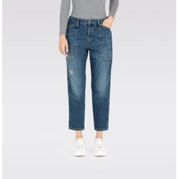 MAC Damen 7/8-Jeans "IOWA", blau, Gr. 40, Denim/Jeans, Obermaterial: 94% Baumwolle, 4% Elastomultiester, 2% Elasthan, Jeans, mit aufgesetzten Taschen