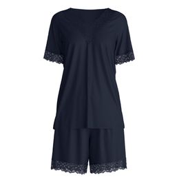 Calida Damen Shorty "Elegant Dreams", Gr. Sschwarz lapis blau, Single Jersey, Obermaterial: 95% Modal (TENCEL ), 5% Elasthan, Homewear-Sets, mit