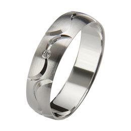 Firetti Damen Trauring "Schmuck Geschenk Gold 375 Hochzeit Ehering Trauring "LIEBE"", 18, 0,01 SI = kleine Einschl&uuml;sse mit Brillant, Wei&szlig;gold 375,