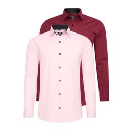 Rusty Neal Herren Langarmhemd, rosa, Gr. L, unifarben, 60% Baumwolle, 37% Polyester, 3% Elasthan, Hemden, im Slim-Fit geschnitten