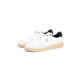 Tommy Jeans Herren Sneaker "THE GREENWICH EDGE M LEATHER", Gr. 40ecru, schwarz, Leder, Veloursleder, kontrastfarbene Details, Schuhe, Freizeitschuh,
