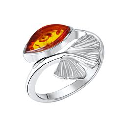 Vivance Damen Fingerring "925/- Sterling Silber rhodiniert Bernstein", 052 (16,6), Silber 925 (Sterlingsilber), wei&szlig;, Silber 925 (Sterlingsilber),