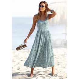 Vivance Damen Midikleid "mit Bl&uuml;mchendruck aus Viskosejersey", gr&uuml;n, Gr. 44, gebl&uuml;mt, Jersey, Obermaterial: 100% Viskose, Kleider, luftiges