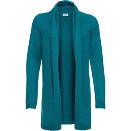 bonprix Damen Longstrickjacke, blau, Gr. 52, unifarben, Strick, Obermaterial: 100% Polyacryl, Strickjacken, Loose fit, mit Rippstrick an &Auml;rmeln und