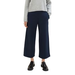 Damen Culotte, blau, Gr. XL, Tom Tailor Denim, unifarben, Web, Obermaterial: 96% Polyester, 4% Elasthan, Hosen, 3/4-L&auml;nge mit Eingrifftaschen