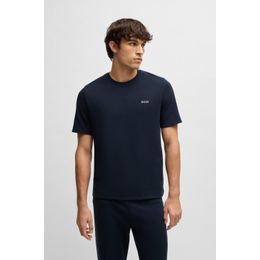 BOSS Damen Pyjamaoberteil "Waffle T-Shirt", Gr. XL, blau, Obermaterial: 60% Baumwolle, 40% Polyester, Shirts