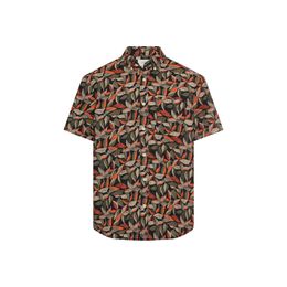 Camel Active Herren Kurzarmhemdburned orange, Gr. L, bedruckt, gebl&uuml;mt, gemustert, Web, Obermaterial: 100% Baumwolle, Hemden, mit floralem Muster und