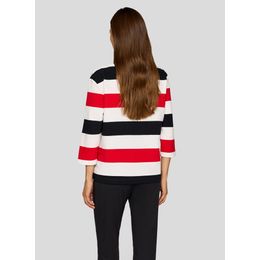 Rabe Damen 3/4-Arm-Shirtmohn, Gr. 44, gestreift, Obermaterial: 76% Baumwolle, 16% Polyester, 8% Elasthan, Shirts, gerippte Struktur
