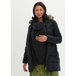 bonprix Damen Umstandsjacke "3-in-1 warm wattierte Umstands- und Tragejacke", schwarz, Gr. 48, unifarben, Steppware, Obermaterial: 100% Polyester.