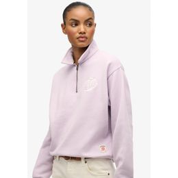 Superdry Damen Sweatshirt "SD&CO NEON COLLARED HALF ZIP"parma violet lila, Gr. XL, unifarben, Sweatware, Obermaterial: 80% Baumwolle, 20% Polyester,