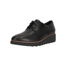 Clarks Damen Sneaker "Sharon Rae", Gr. 37,5, schwarz, Leder, Schuhe, mit ultrabequemem OrthoLite&Acirc; Hybrid&Acirc; Fu&szlig;bett