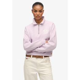 Superdry Damen Sweatshirt "SD&CO NEON COLLARED HALF ZIP"parma violet lila, Gr. S, unifarben, Sweatware, Obermaterial: 80% Baumwolle, 20% Polyester,