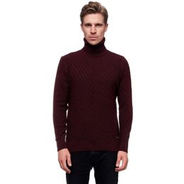 Rusty Neal Herren Rollkragenpullover, rot, Gr. L, unifarben, 70% Polyacryl, 30% Baumwolle, Pullover, in stilvollem Feinstrick