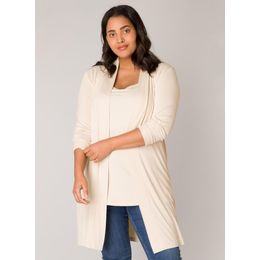 Damen Longstrickjacke "Ayla Long", beige, Gr. 48, Base Level Curvy, unifarben, Strick, Obermaterial: 94% Viskose, 6% Elasthan, Strickjacken, Gro&szlig;e