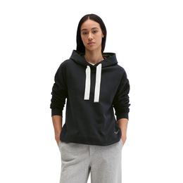 Marc O'Polo Hoodie MARC O'POLO, Damen, Gr. XL, deep night blau, angeraute Sweatware, Obermaterial: 100% Baumwolle, relaxed fit normal, B&uuml;ndchen, Sweatshirts Hoodie, relaxed fit mit gepeachter Oberfl&auml;che