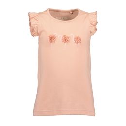 T-Shirt Blue Seven, M&auml;dchen, Gr. 104, rosa (lachs), Single Jersey, Obermaterial: 100% Baumwolle, bedruckt, unifarben, Basic normal, Rundhals, Fl&uuml;gel&auml;rmel, Shirts T-Shirt