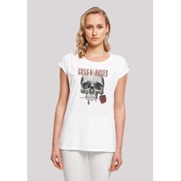 F4NT4STIC Damen T-Shirt "Guns 'n' Roses Flower Skull Rock Musik Band", wei&szlig;, Gr. 4XL, Obermaterial: 100% Baumwolle, Shirts, Premium Qualit&auml;t