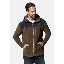 Herren Fleecejacke "HOODIE Strick- Fleecejacke", braun, Gr. M, HERO by John Medoox, Fleece, 100% Polyester, Jacken, fleece Straight Fit Casual