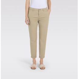 MAC Damen Chinohose "CHINO turn up", beige, Gr. 36, unifarben, Web, Obermaterial: 97% Baumwolle, 3% Elasthan, Hosen, mit dezentem Glanz, elegant und