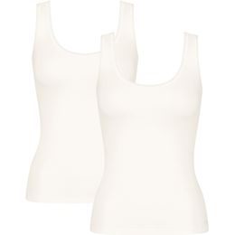 Sloggi Damen Unterhemd "GO", Gr. L, wei&szlig;, Single Jersey, Obermaterial: 96% Polyamid, 4% Elasthan, unifarben, Unterhemden, zarte Spitzendetails,