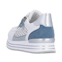 Remonte Damen Plateausneaker, Gr. 45wei&szlig;, hellblau, Lederimitat, Textil, kontrastfarbene Details, Schuhe, Freiezitschuh, Halbschuh, Schn&uuml;rschuh,