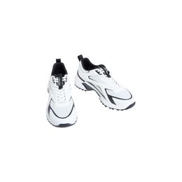 Sneaker Calvin Klein "HIKE RUNNER LACEUP STRIP M-LT", Herren, Gr. 43, wei&szlig;, schwarz, Lederimitat, Textil, kontrastfarbene Details, Schuhe Sneaker, Ugly-Schn&uuml;rer, Halbschuh, Freizeitsneaker mit Profilsohle