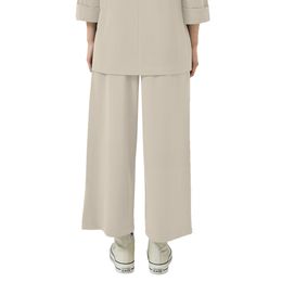QS Damen Culotte, beige, Gr. 40, unifarben, Web, Obermaterial: 95% Polyester, 5% Elasthan, Hosen, Sommerhose mit Knopf-Design am Gummibund