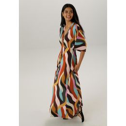 Damen Maxikleid, bunt, Gr. 48, Aniston SELECTED, bedruckt, gemustert, Single Jersey, Obermaterial: 95% Viskose, 5% Elasthan, Kleider, mit weiten,