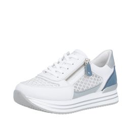 Remonte Damen Plateausneaker, Gr. 42wei&szlig;, hellblau, Lederimitat, Textil, kontrastfarbene Details, Schuhe, Freiezitschuh, Halbschuh, Schn&uuml;rschuh,