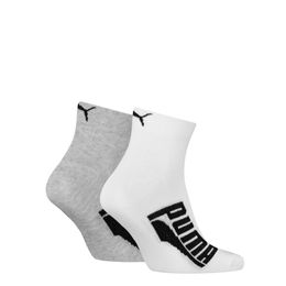 Puma Herren Kurzsocken "Puma UNISEX BWT LIFESTYLE QUARTER", Gr. 39wei&szlig;, grau, schwarz, Baumwollmischung, Socken, mit gro&szlig;em Logoschriftzug