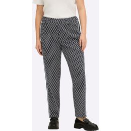 sheego Damen Jogger Pants, grau, Gr. 50, gemustert, mehrfarbig, 80% Polyester, 18% Viskose, 2% Elasthan, Hosen