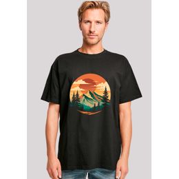 F4NT4STIC Damen T-Shirt "Sonnenuntergang Berglandschaft", schwarz, Gr. M, Obermaterial: 100% Baumwolle, Shirts, Premium Qualit&auml;t