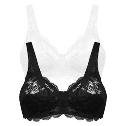 SuSa Damen B&uuml;gelloser BH "Latina", Gr. 75, schwarz-wei&szlig;, Spitze, Obermaterial: 77% Polyamid, 15% Baumwolle, 8% Elasthan, unifarben, BHs, zarte