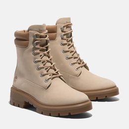 Timberland Damen Winterstiefel "CORTINA VALLEY MID LACE UP WATERPROOF BOOT", Gr. 40, beige, Leder, Schuhe, Winterschuhe, Winterboots, Schn&uuml;rboots,