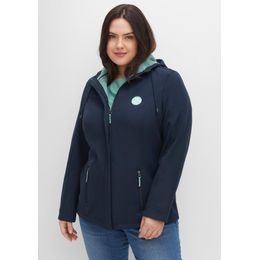 sheego Damen Softshelljacke, blau, Gr. 48, unifarben, 94% Polyester, 6% Elasthan, Innenseite:100% Polyester, Jacken
