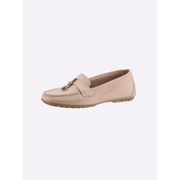 Heine Damen Mokassin, Gr. 38, rosa, Leder, Rindsleder, Schuhe