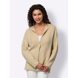 Heine Damen Cardigan, beige, Gr. 48, meliert, unifarben, 49% Polyacryl, 27% Polyester, 14% Polyamid, 6% Wolle, 4% Elasthan, Strickjacken
