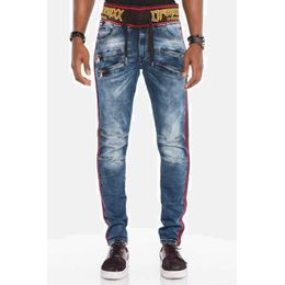 Cipo & Baxx CIPO & BAXX Herren Slim-fit-Jeans "Jeans", blau, Basic, Gr. 31, unifarben, 98% Baumwolle, 2% Elasthan, Jeans, mit Kordelbund in Slim Fit, CD-504
