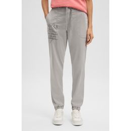 SOCCX Damen Stoffhosefresh grau, Gr. L, bedruckt, Web, Material: 59% Lyocell, 38% Baumwolle, 3% Elasthan, Hosen, mit Eingrifftaschen