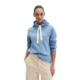 Marc O'Polo MARC O'POLO Damen Hoodiefall sky, Gr. XL, angeraute Sweatware, Obermaterial: 100% Baumwolle, Sweatshirts, relaxed fit mit gepeachter Oberfl&auml;che