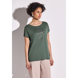 Street One Damen T-Shirt, gr&uuml;n, Gr. 34, unifarben, Web, 50% Baumwolle, 50% Modal, Shirts, im soften Baumwoll-Mix