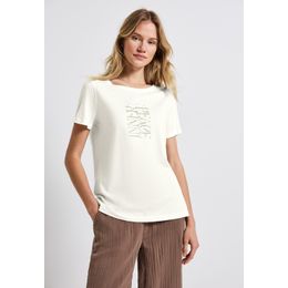 Street One Damen T-Shirt, wei&szlig;, Gr. 36, unifarben, Web, 50% Baumwolle, 50% Modal, Shirts, im soften Baumwoll-Mix