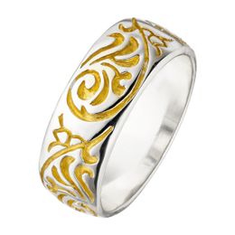 Jobo Damen Silberring, 54, Silber 925 (Sterlingsilber), silber, Silber 925 (Sterlingsilber), Fingerringe, 925 Silber bicolor vergoldet