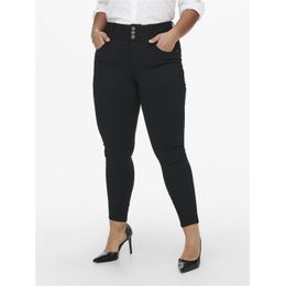 Only CARMAKOMA Damen Skinny-fit-Jeans "CARANNA LIFE HW SK ANK JEANS BLACK NOOS", schwarz, Gr. 46, Denim/Jeans, Obermaterial: 53% Viskose, 29%