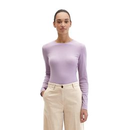 Marc O'Polo MARC O'POLO Damen Langarmshirt "aus Rippjersey"dusty lavender, Basic, Gr. L, unifarben, Obermaterial: 64% Lyocell, 31% Baumwolle, 5% Elasthan, Shirts